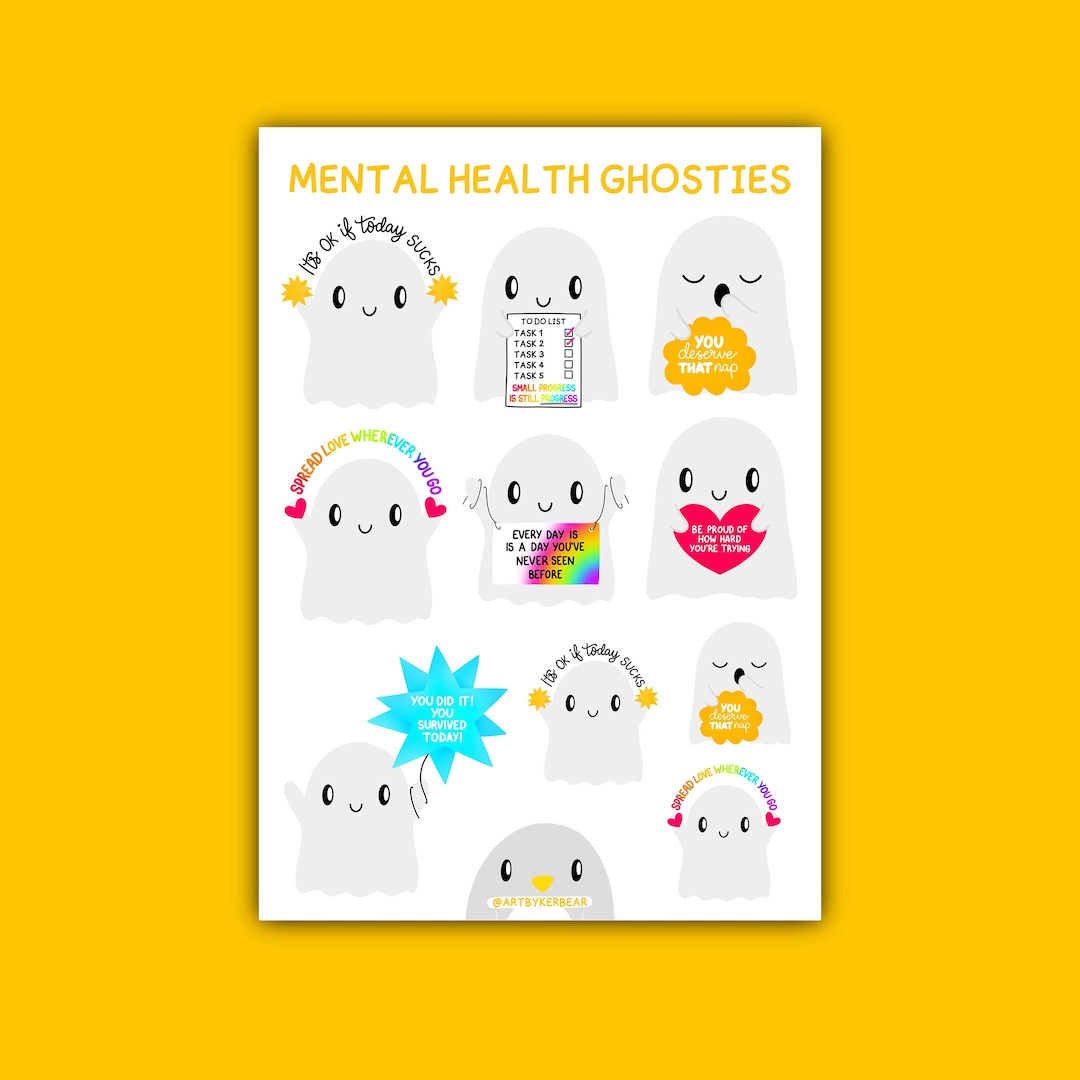 Mental Health Sticker Pack Self-care Ghosts - Etsy