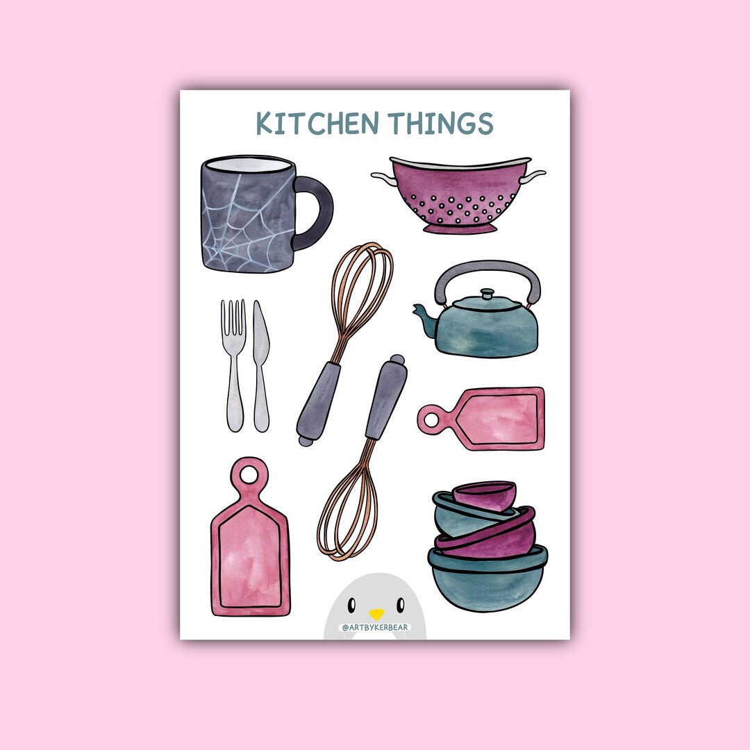 Kitchen Things Sticker Sheet Aesthetic Kitchenware Stickers - Etsy
