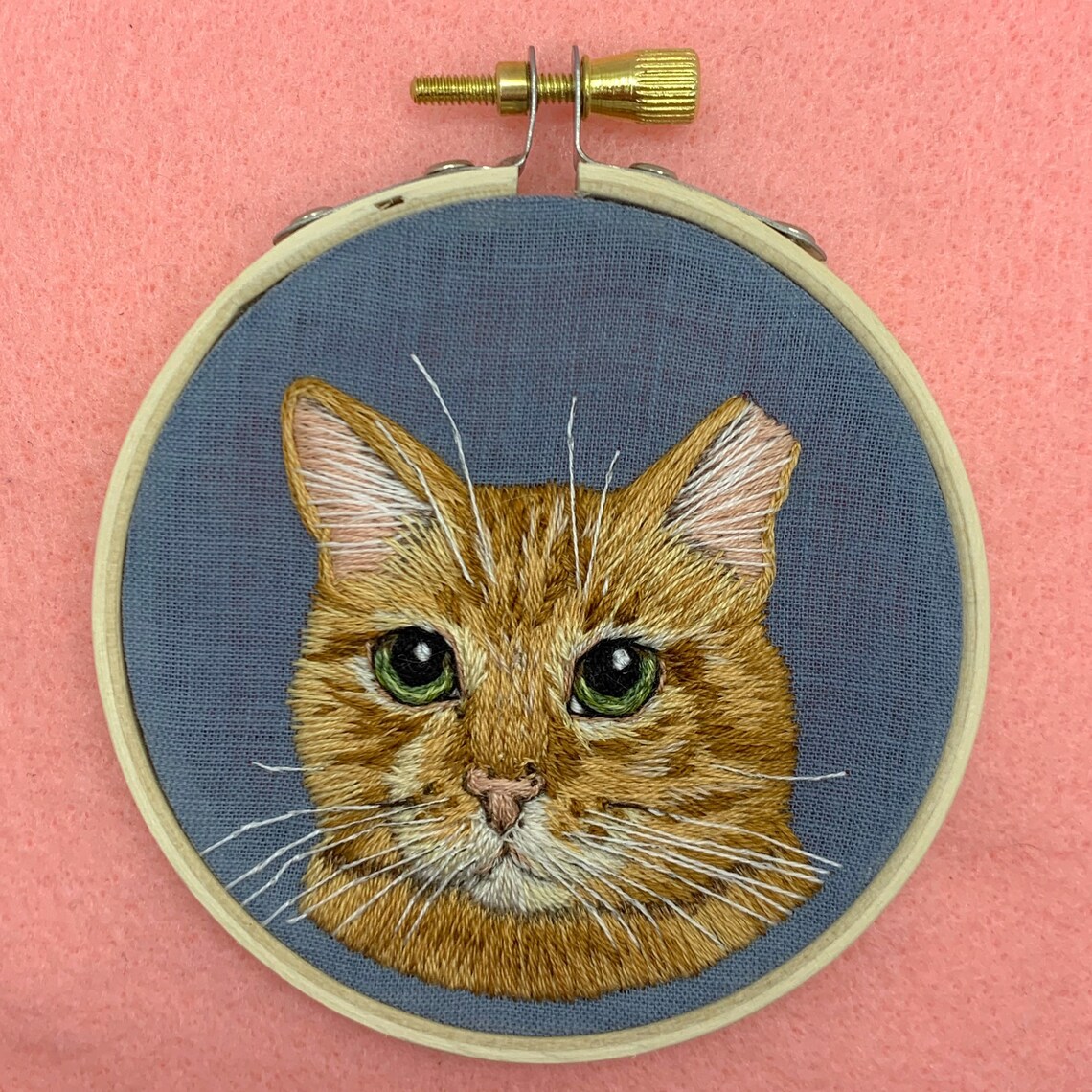 3 Custom Embroidered Pet Portrait on Hand Dyed Fabric | Etsy