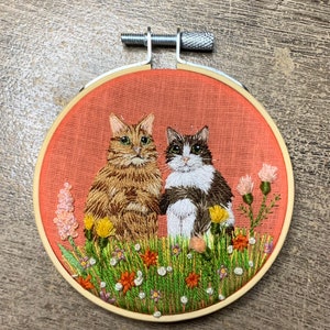 Custom 3 DOUBLE Cat Portrait - Etsy