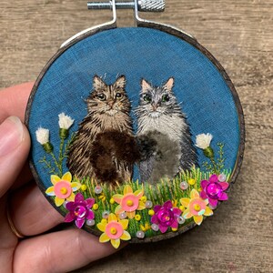 Custom 3 DOUBLE Cat Portrait - Etsy