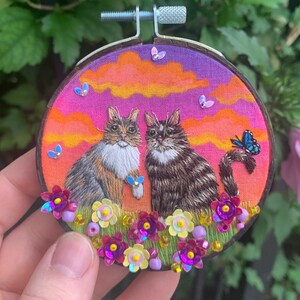 Custom 3 DOUBLE Cat Portrait - Etsy