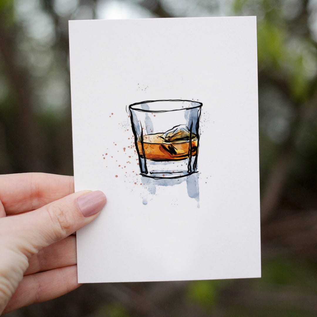 Whisky Card | Whisky Greeting Card | Whiskey Card | Whisky Illustration ...