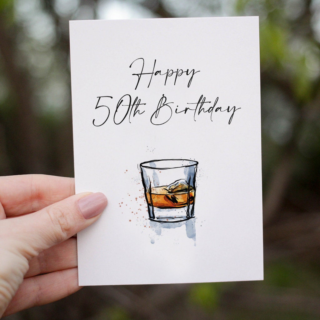 Happy 50th Birthday Card 50th Birthday Card 50th Whisky Card Happy ...