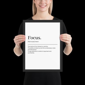 Focus Word Definition Meaning Quote Message Interior Decorative Poster ...
