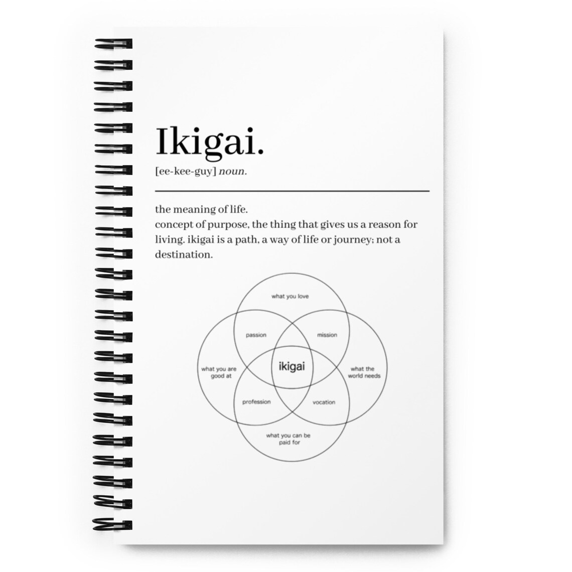 Ikigai Japanese Minimal Inspirational Spiral Notebook - Etsy