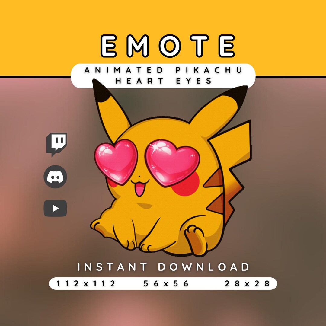 Chibi Animated Heart Eyes Pikachu Emote Pack | Twitch Discord Youtube ...