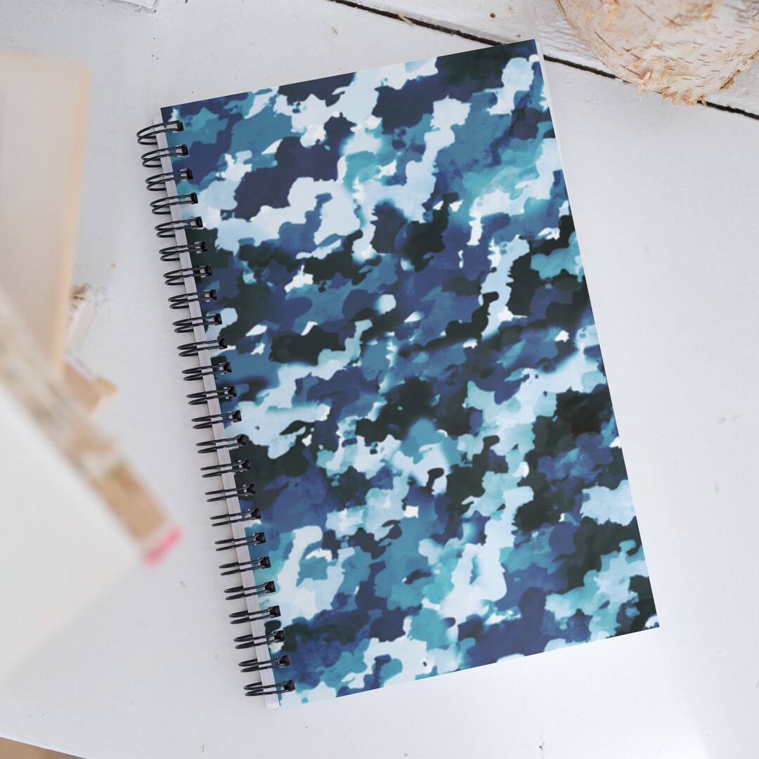 Blue Camo Watercolor Aesthetic Ocean Abstract Spiral Notebook - Etsy