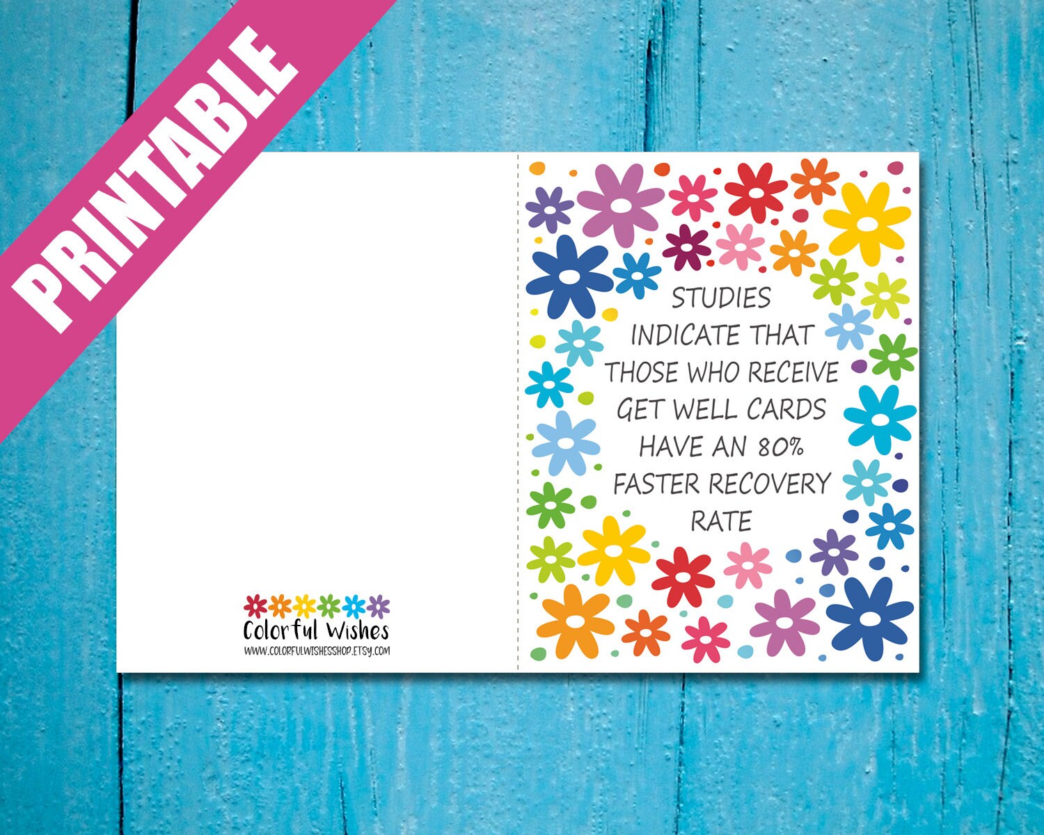 Funny Get Well Card Printable, Colorful Floral Get Well Note for Mentor ...