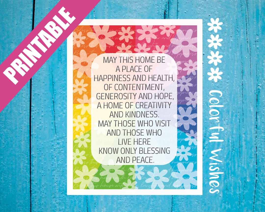 Home Blessing, Colorful New Home Card, Printable Housewarming Card for ...