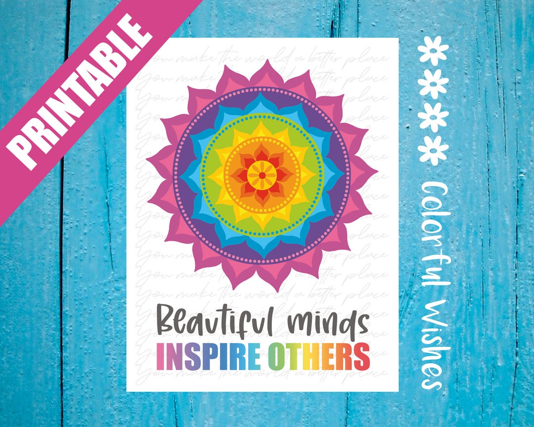 Beautiful Minds Inspire Others, Printable Thank You Card, Thanks Card ...