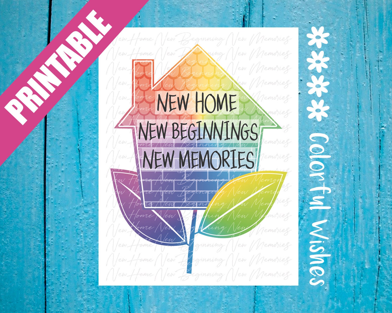 New Home, New Beginnings, New Memories - Colorful New House Card, Cute ...
