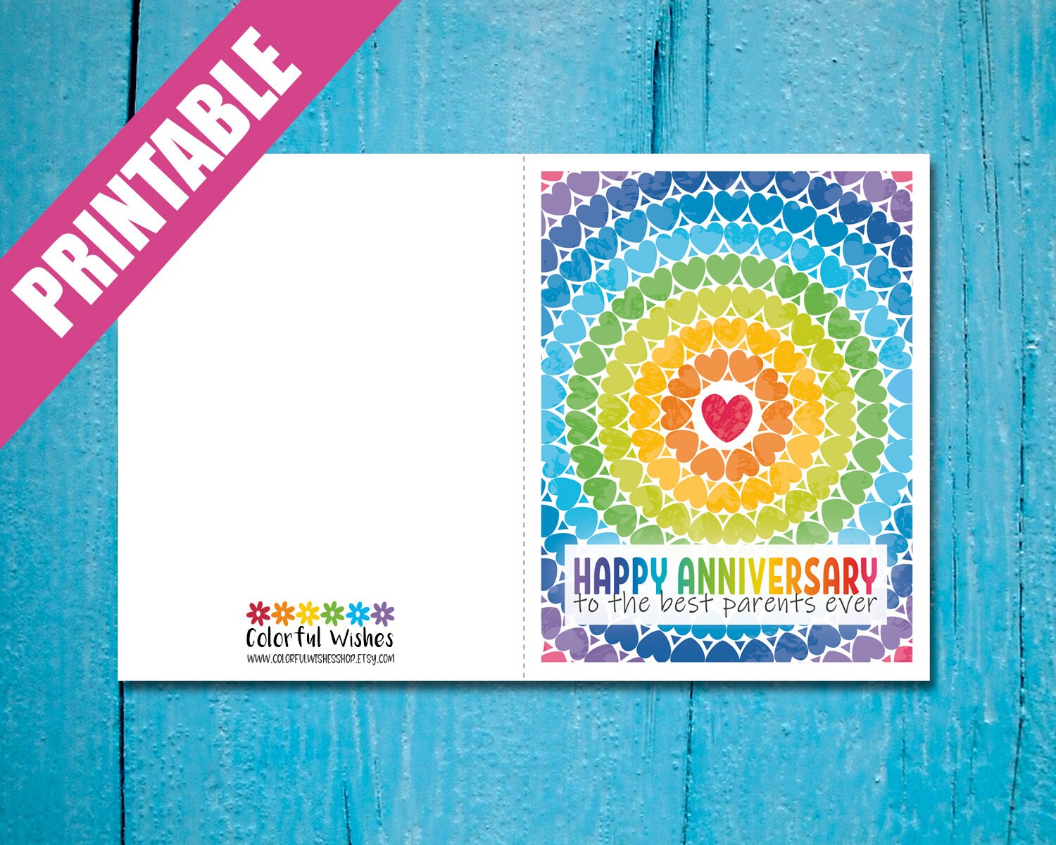 Happy Anniversary to the Best Parents Ever, Colorful Anniversary Card ...