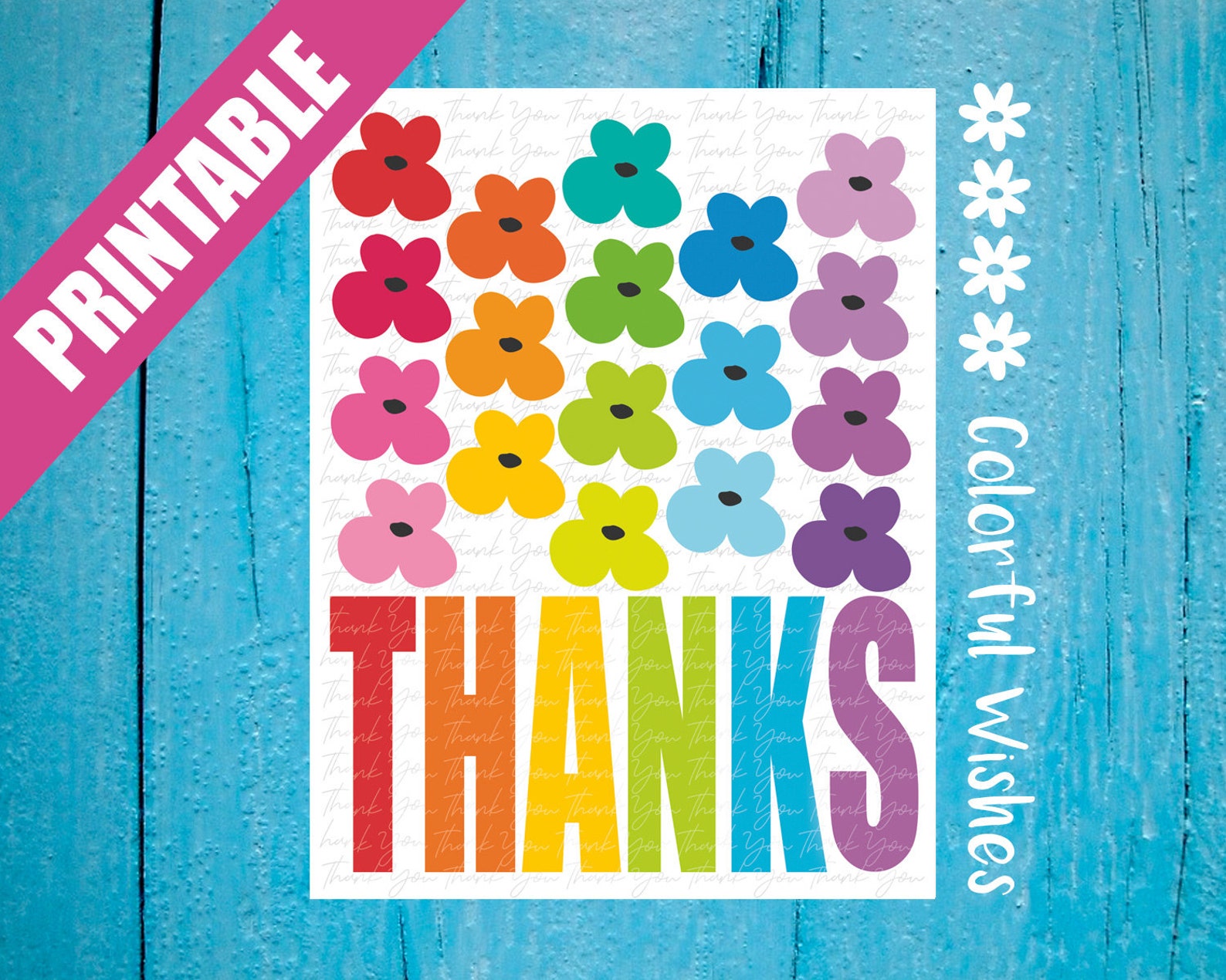 A Great Big Thank You, Funny Thank You Card Printable, Colorful Thank ...