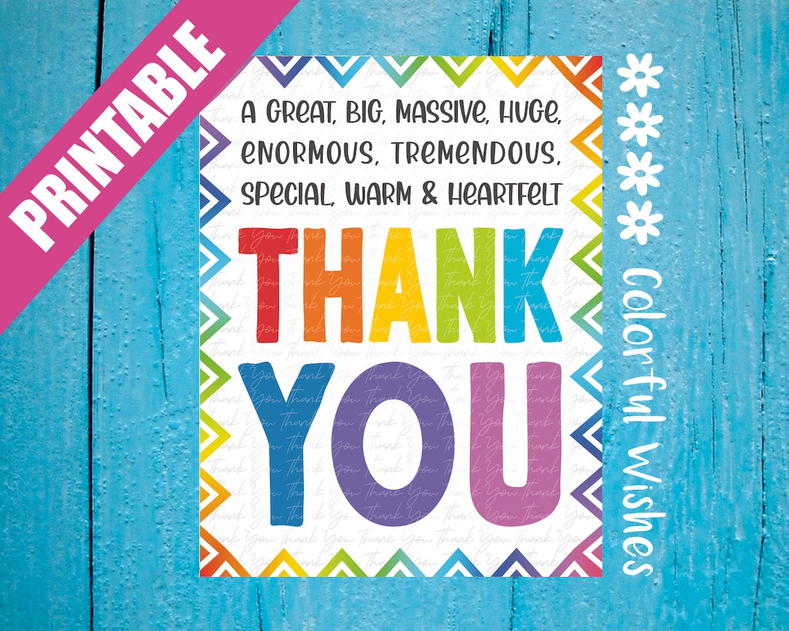 A Great Big Thank You Funny Thank You Card Printable | Etsy