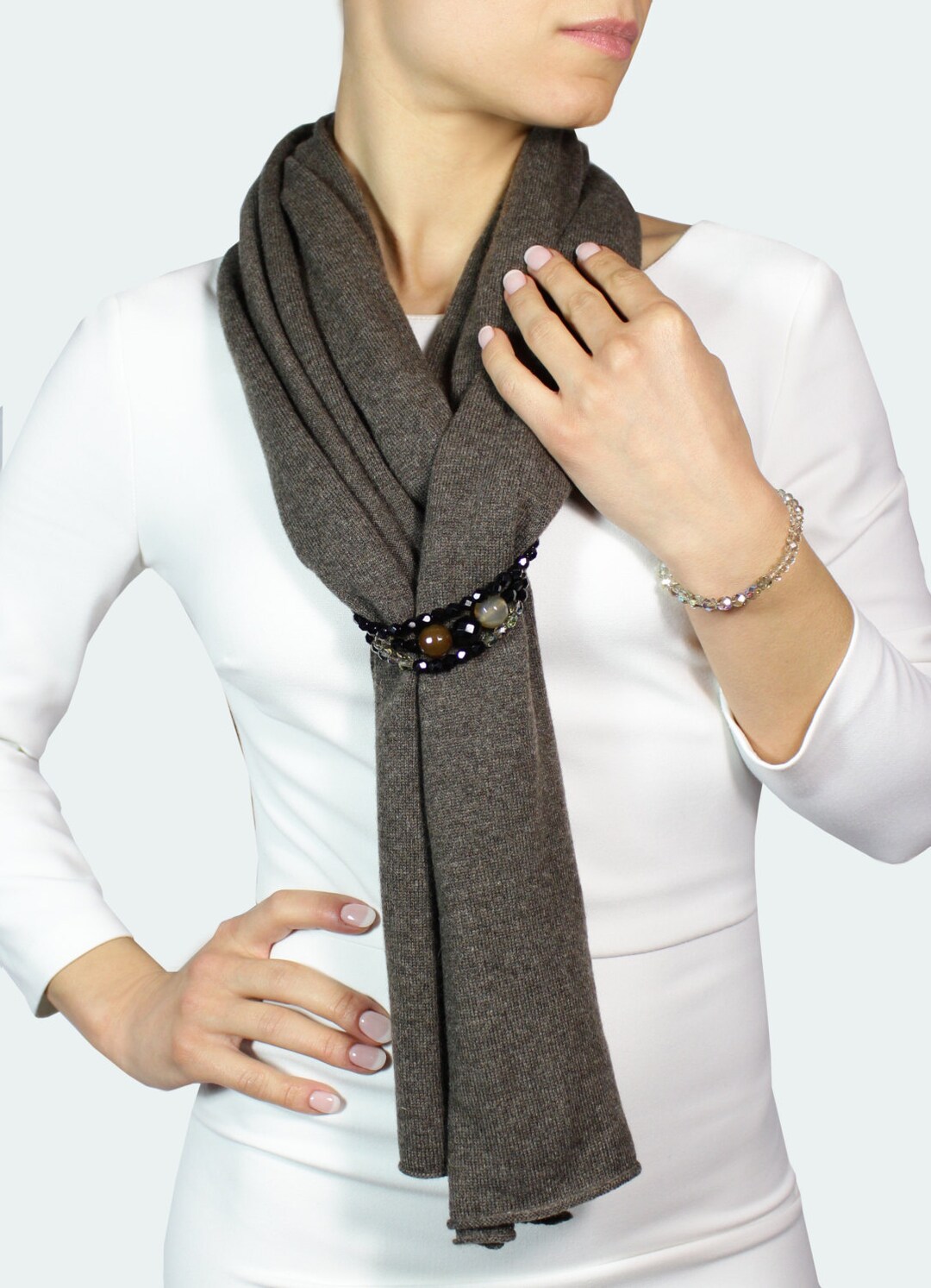 Sciarpa cashmere, sciarpe donna, sciarpa elegante, sciarpe gioiello, sciarpa con perline - Etsy ...