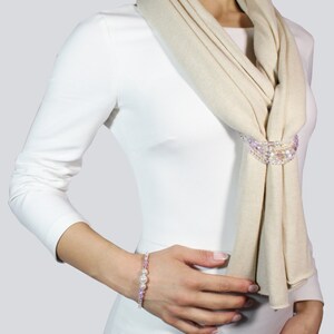 Sciarpa gioiello, sciarpa bianca cashmere, sciarpa elegante, stola cashmire, stola inverno ...