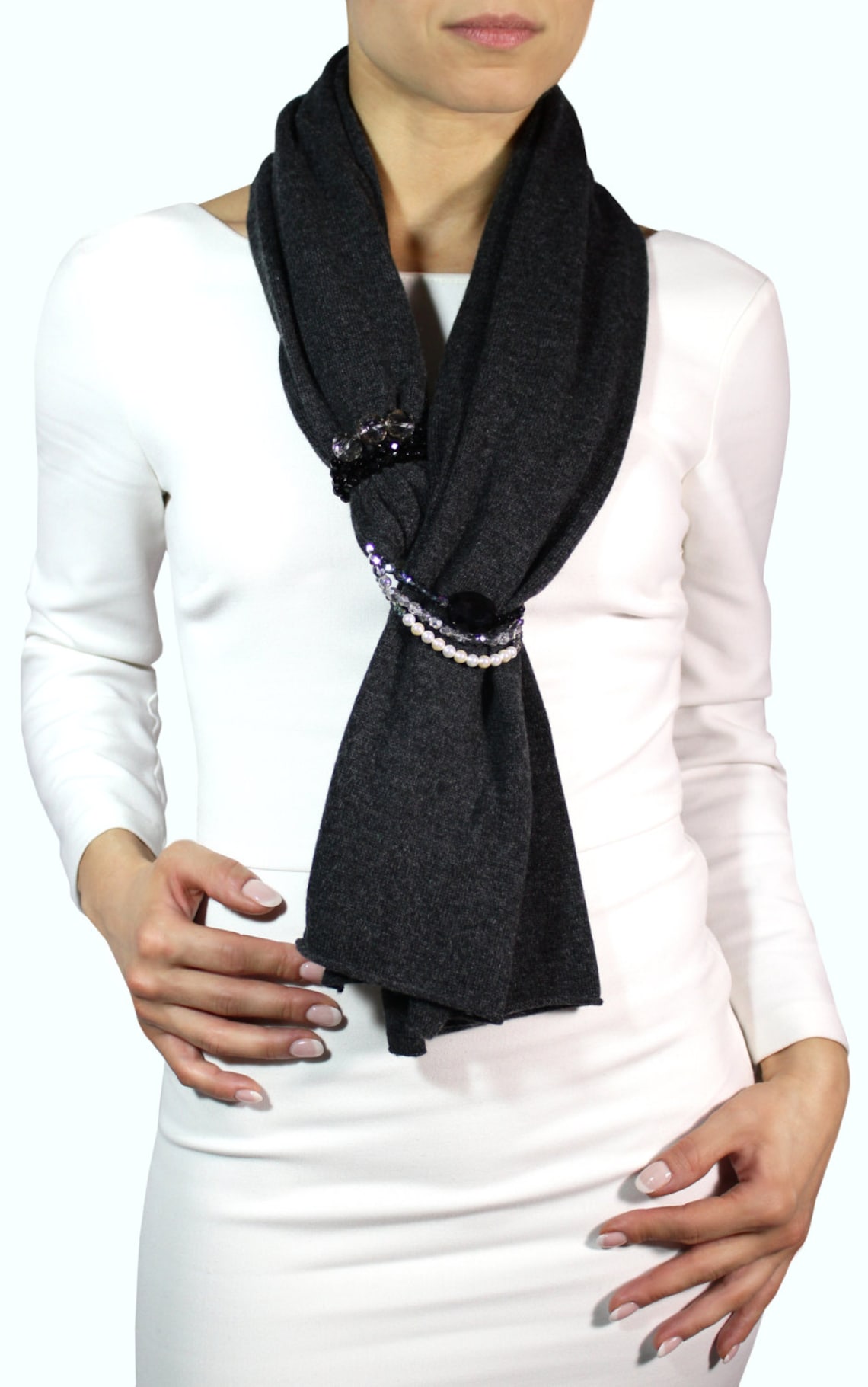 Elegant Gray Scarf Gray Jewelry Scarf Fashion Scarf Gift - Etsy