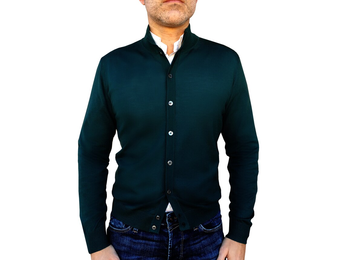 100% Pure Italian Cashmere Cardigan Sweater Men - Made in Italy - Etsy