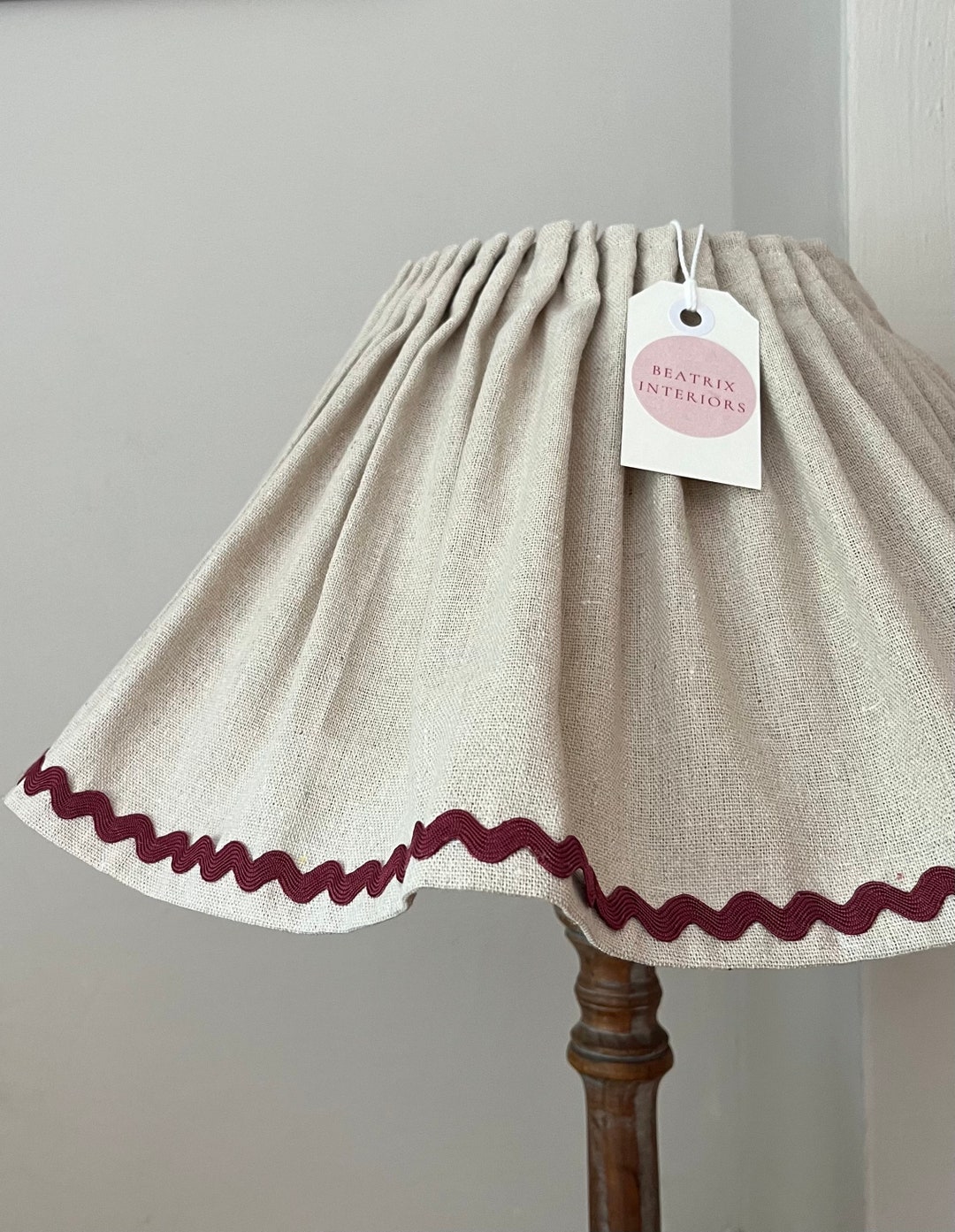 Natural Linen With Mulberry Ric-rac Trim Ruffle Lampshade - Etsy