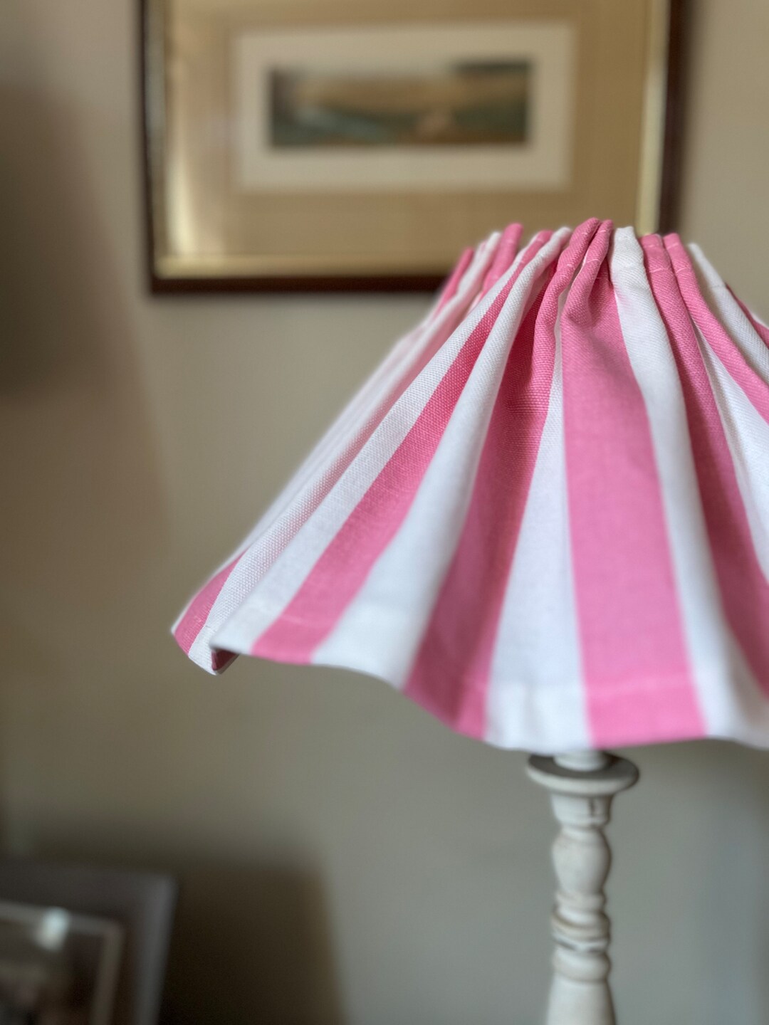 Large Pink Stripe Ruffle Shade - Etsy