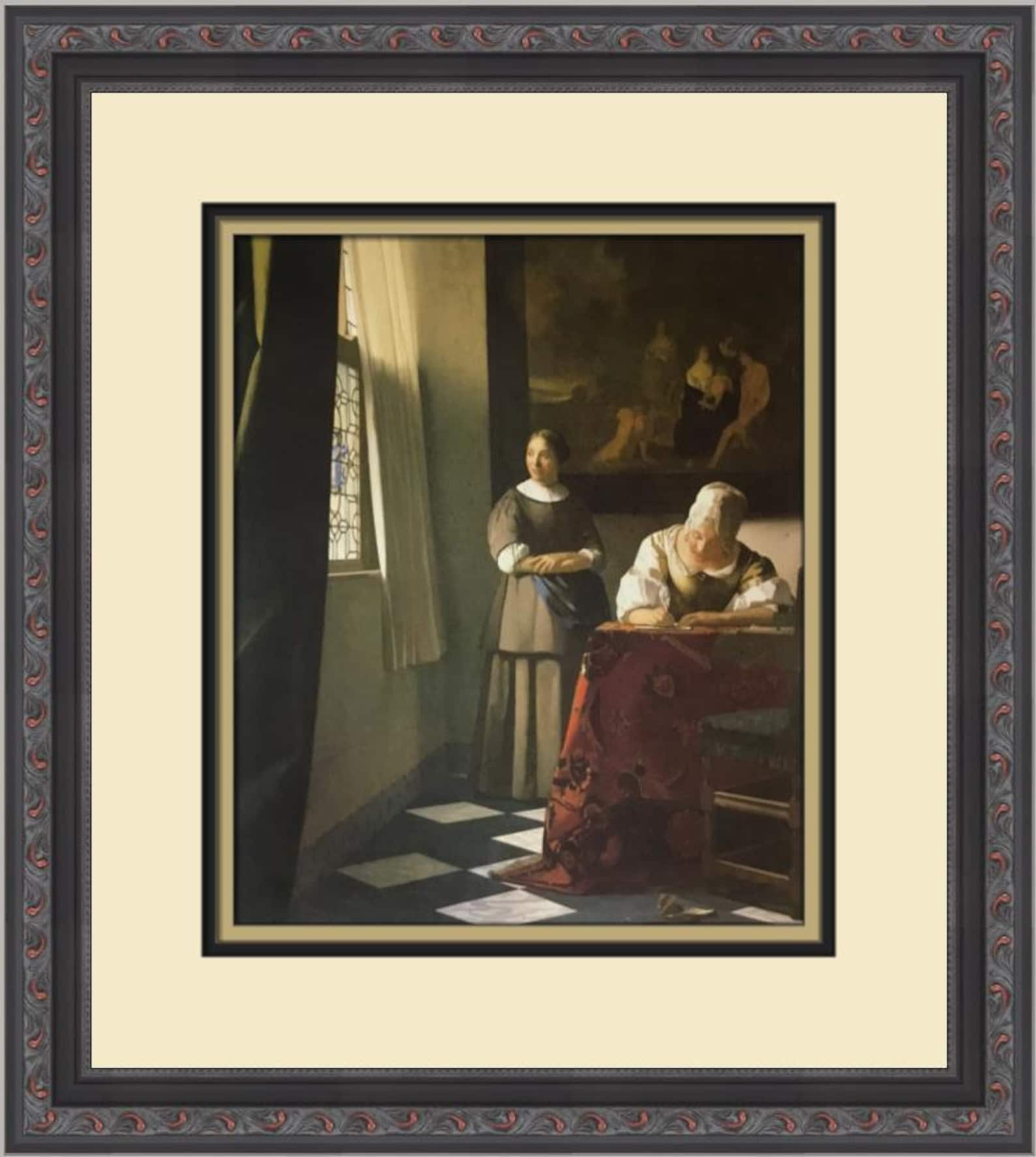 Johannes Vermeer Lady Writing a Letter With Her Maid Custom Framed ...