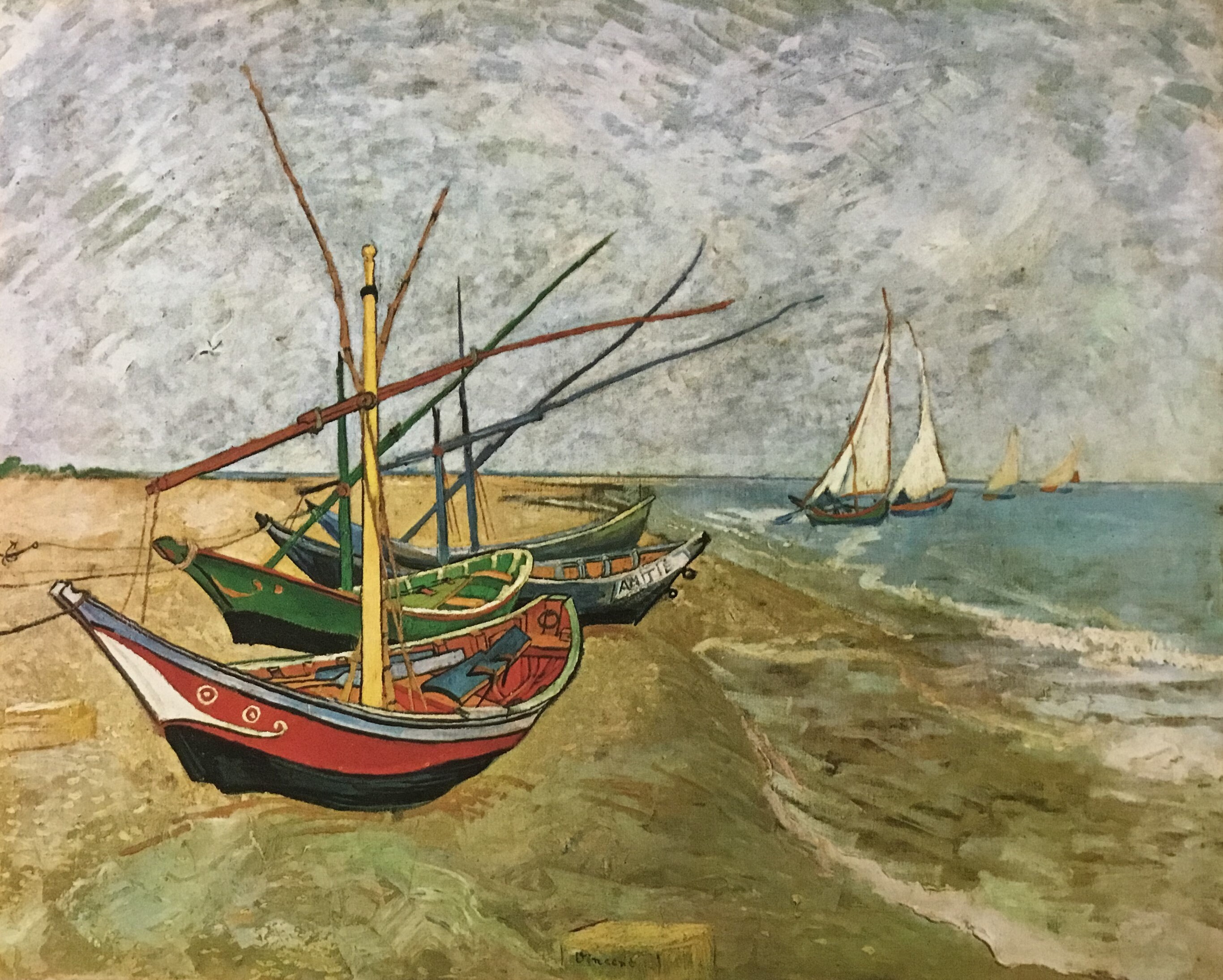 Vincent Van Gogh Fishing Boats on the Beach at Saintes-maries Custom ...