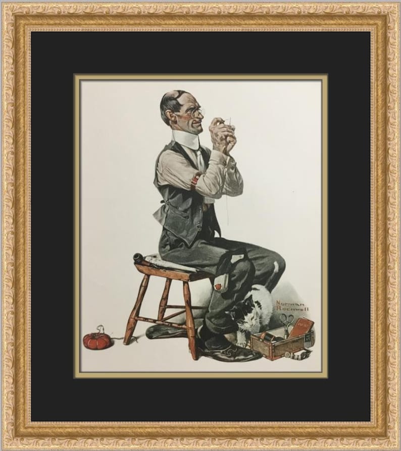 Norman Rockwell Man Threading A Needle Custom Framed Print - Etsy