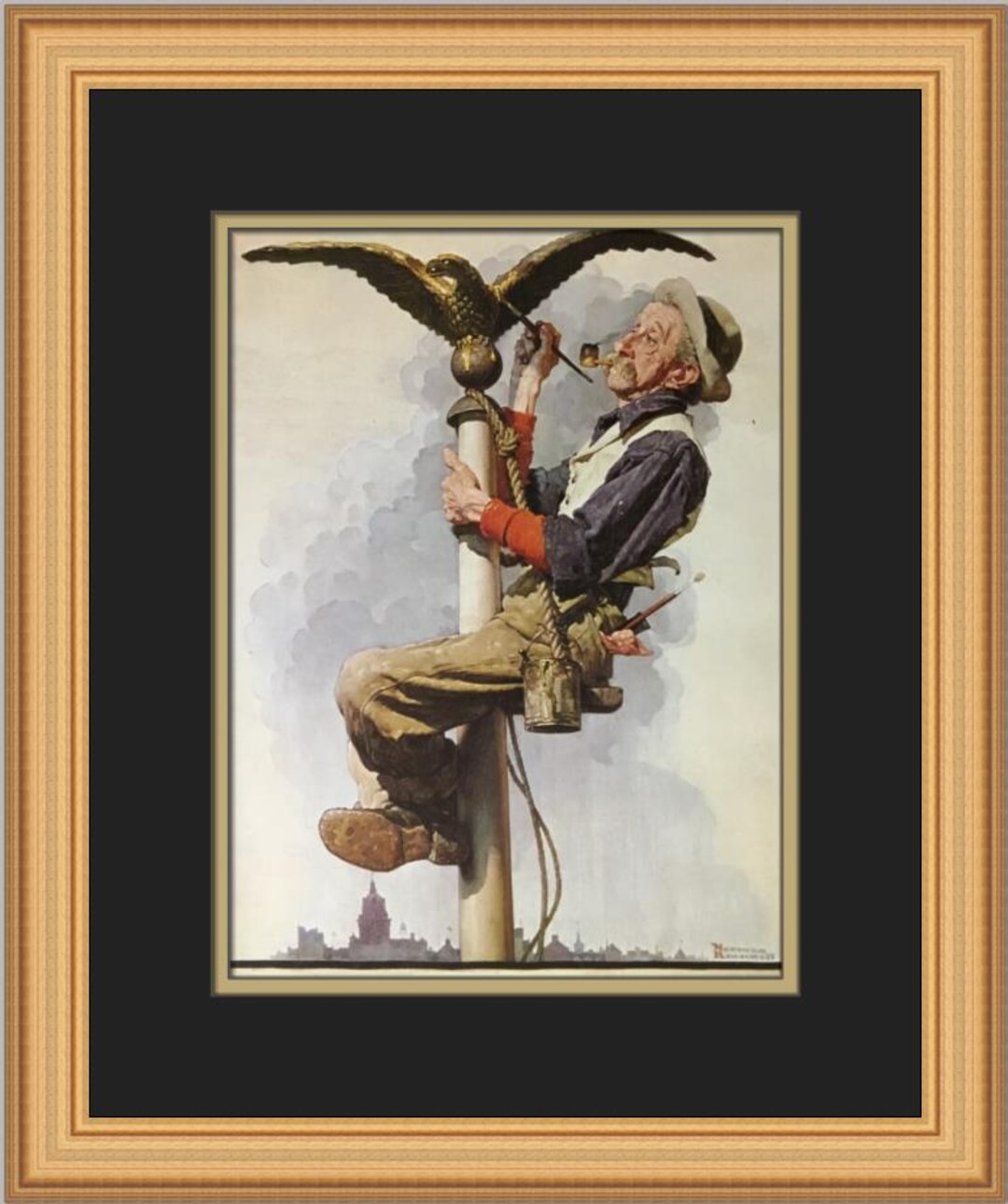 Norman Rockwell Man Painting Flagpole Custom Framed Print - Etsy