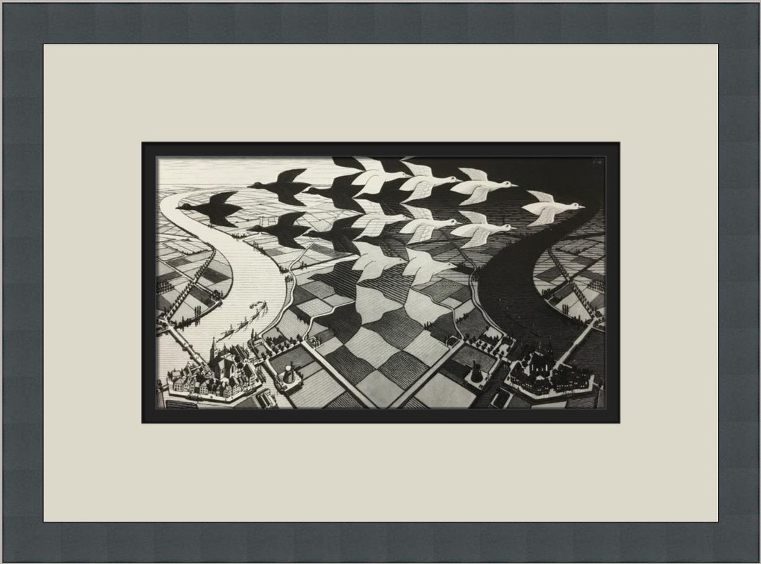 MC Escher M.C. Escher Day and Night Custom Framed Print - Etsy