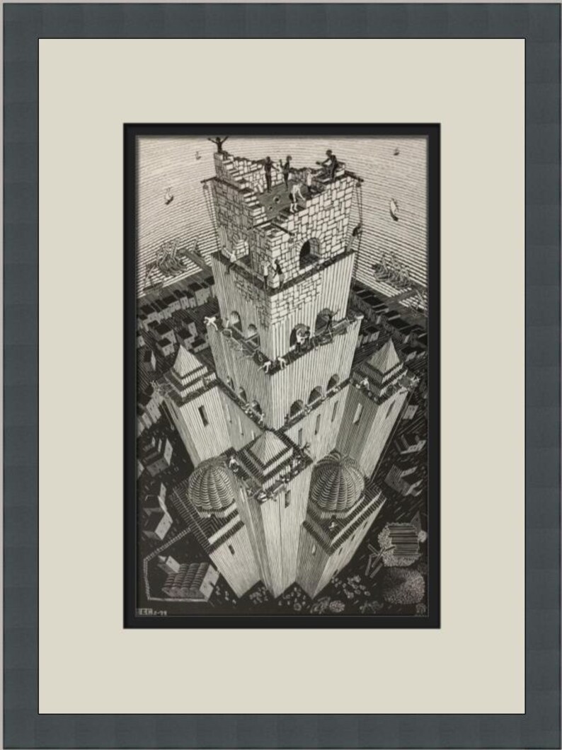 M.C. Escher MC Escher Tower of Babel Custom Framed Print - Etsy