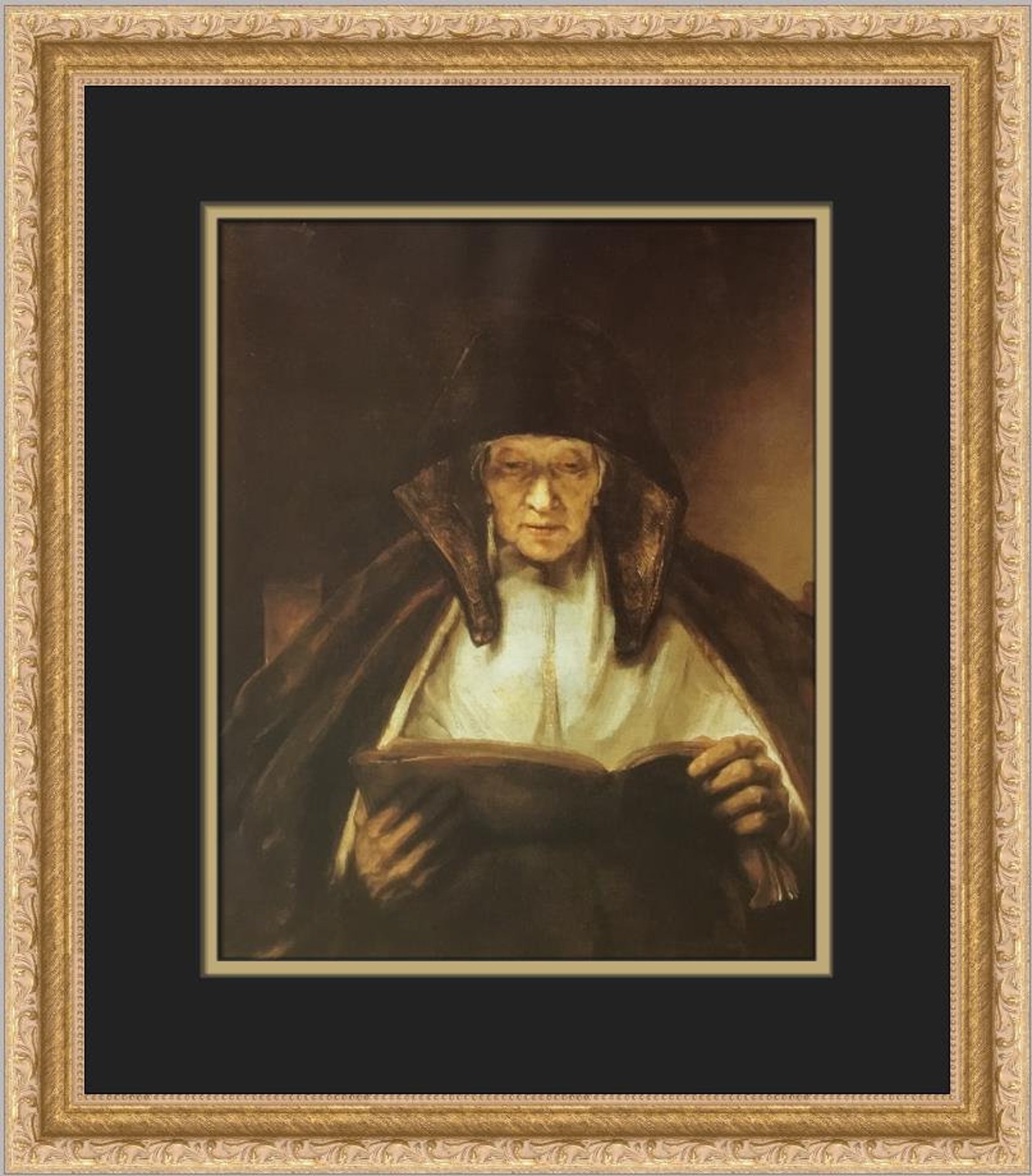 Rembrandt Van Rijn an Old Woman Reading Custom Framed Print - Etsy