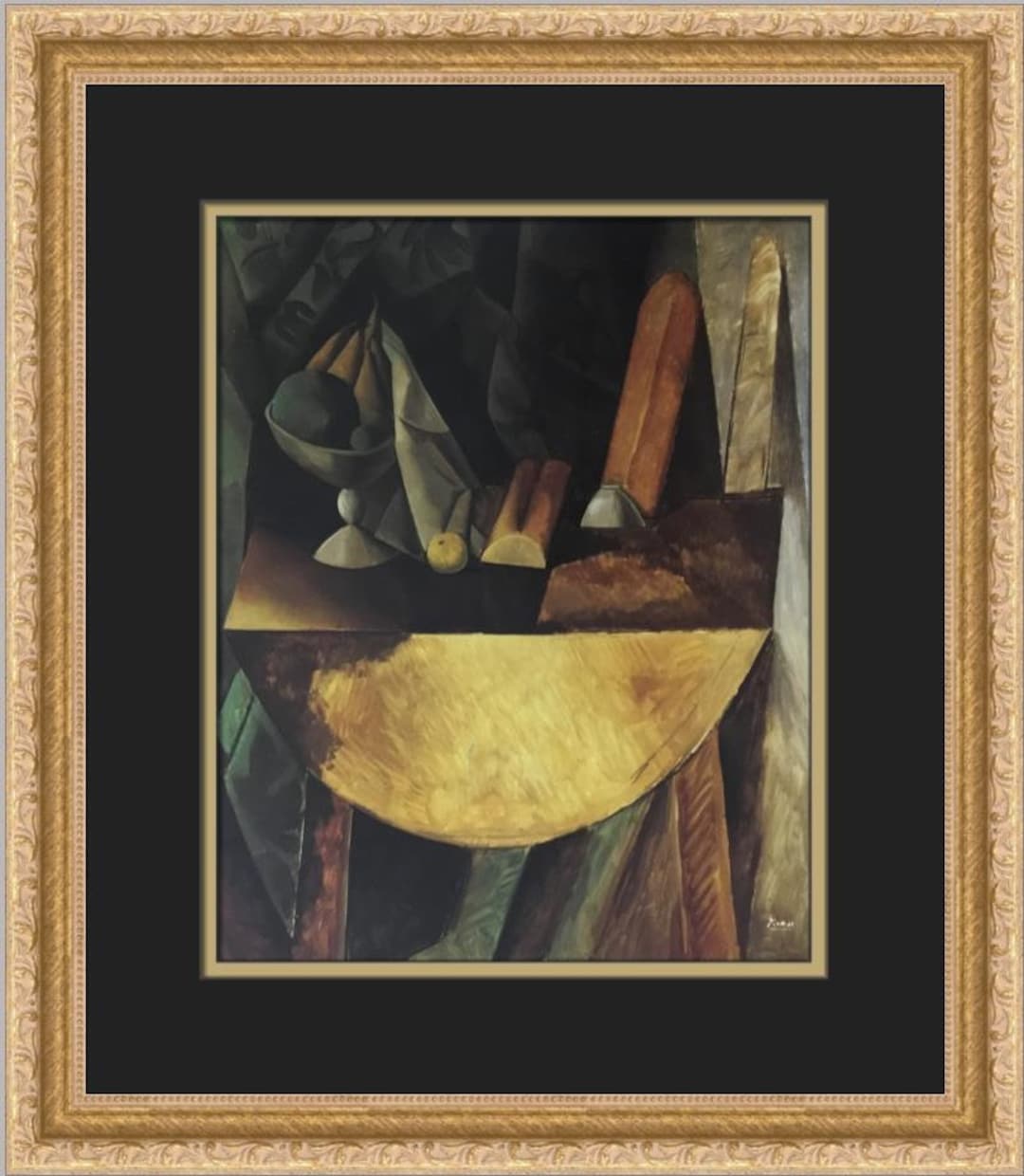 Pablo Picasso Composition of Bread and Fruit on a Table Custom Framed ...