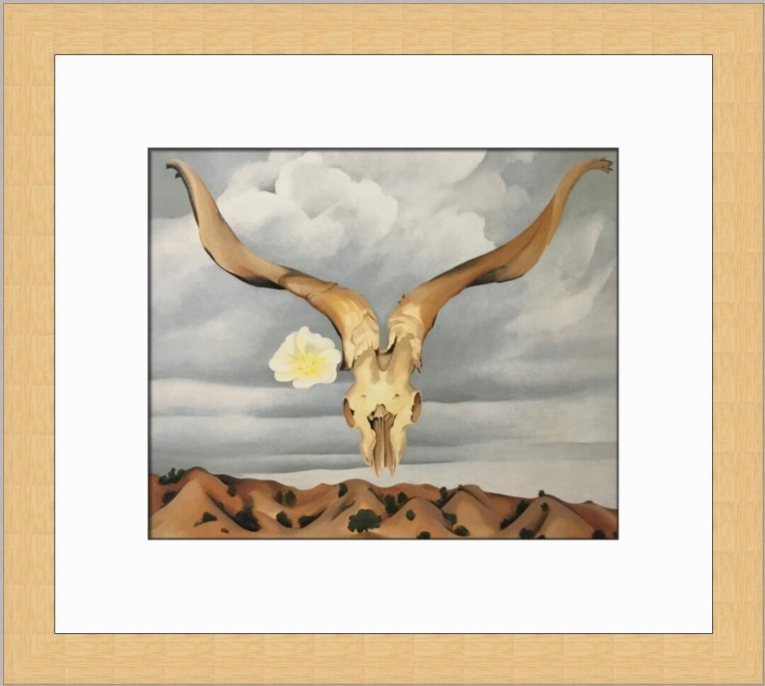 Georgia O'keeffe Ram's Head White Hollyhock New Mexico Custom Framed ...