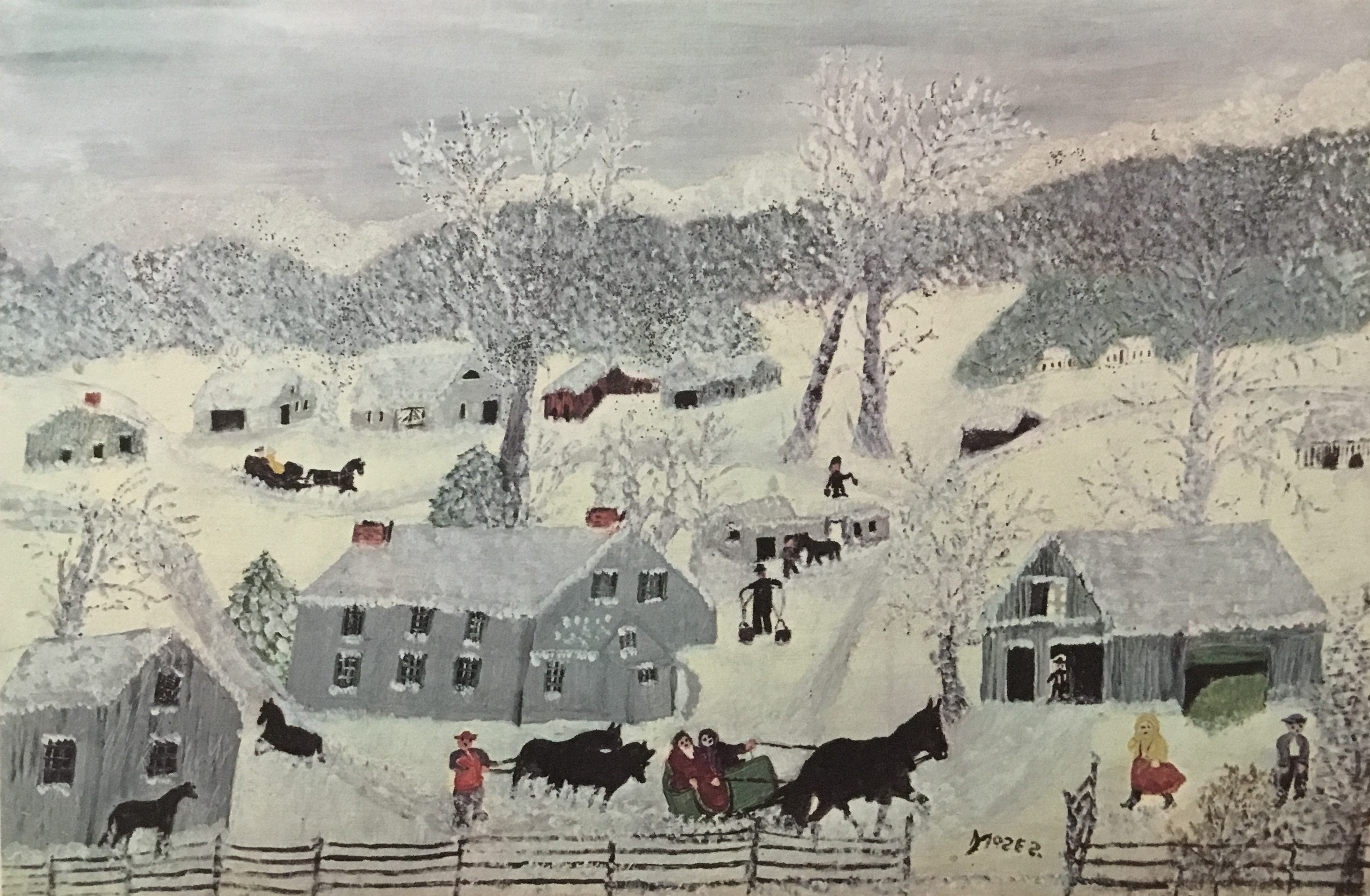 Grandma Moses Green Sleigh Custom Framed Print - Etsy