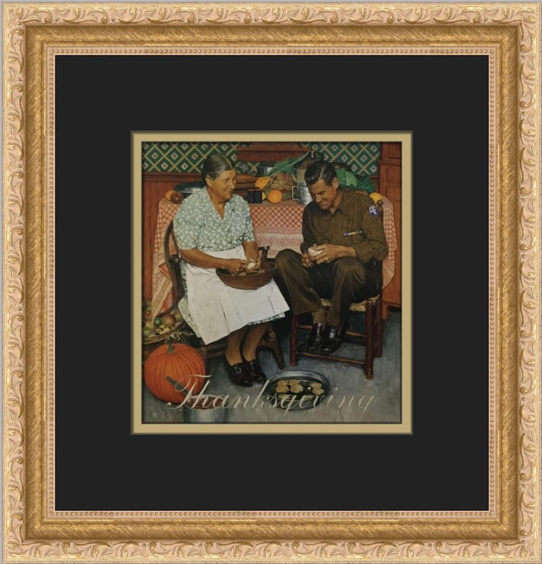 Norman Rockwell Thanksgiving Mother and Son Peeling Potatoes Custom ...