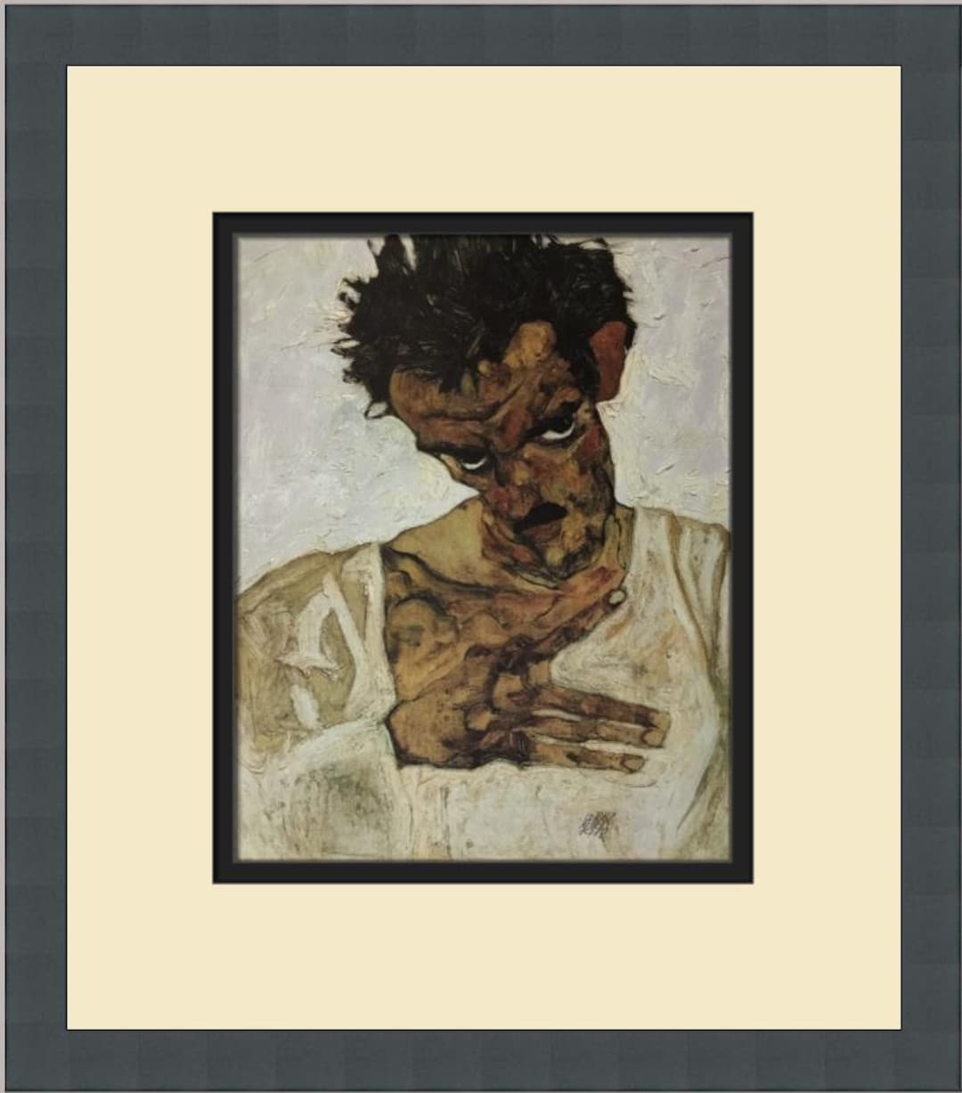 Egon Schiele Self-portrait With Hand Lowered Custom Framed Print - Etsy