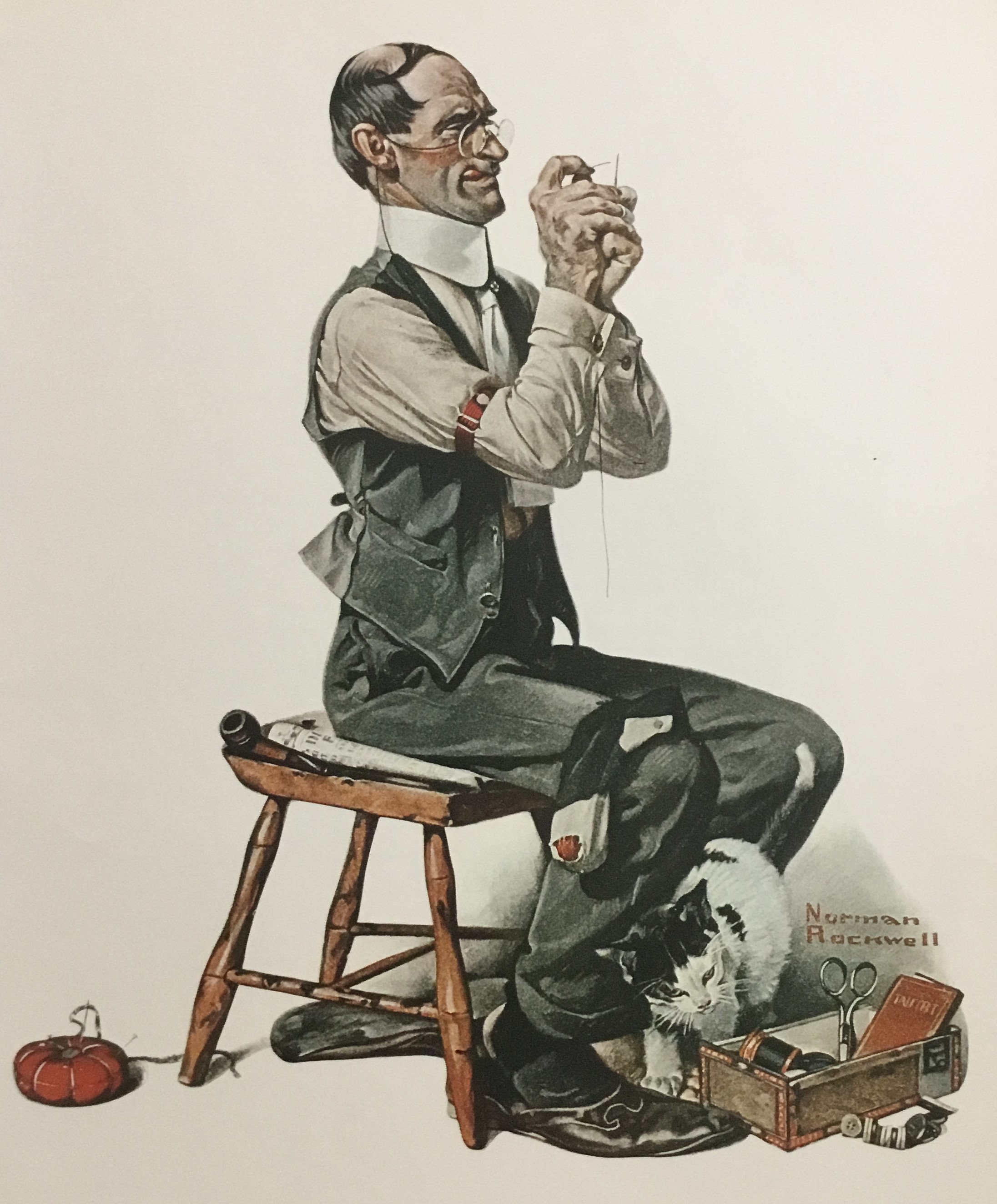 Norman Rockwell Man Threading A Needle Custom Framed Print - Etsy