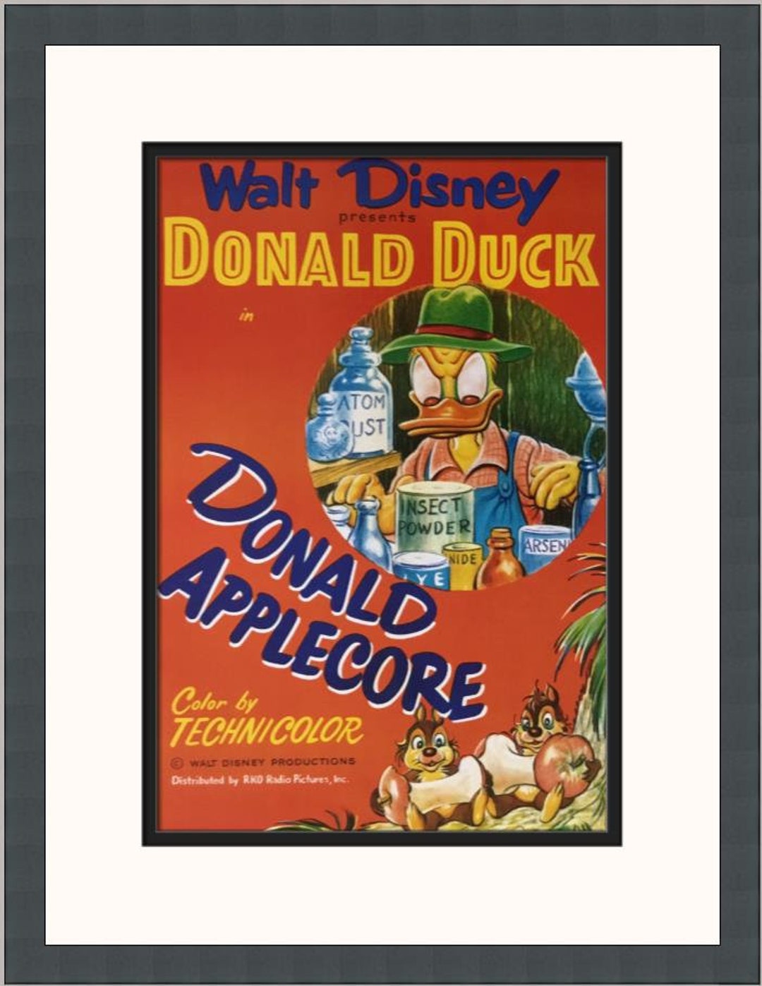 Walt Disney Donald Applecore Custom Framed Poster Print - Etsy