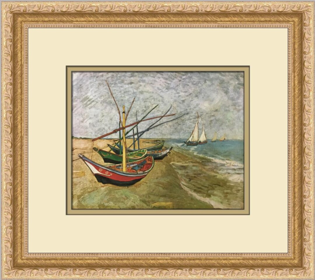 Vincent Van Gogh Fishing Boats on the Beach at Saintes-maries Custom ...
