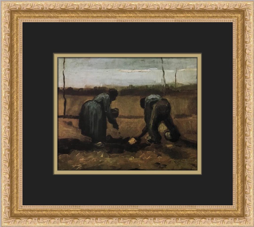 Vincent Van Gogh Potato Planting With a Man and Woman Custom Framed ...