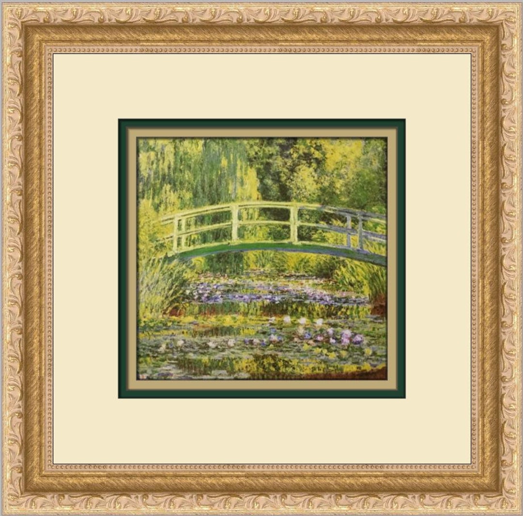 Claude Monet Water Lilies and Japanese Foot Bridge Custom Framed Print ...