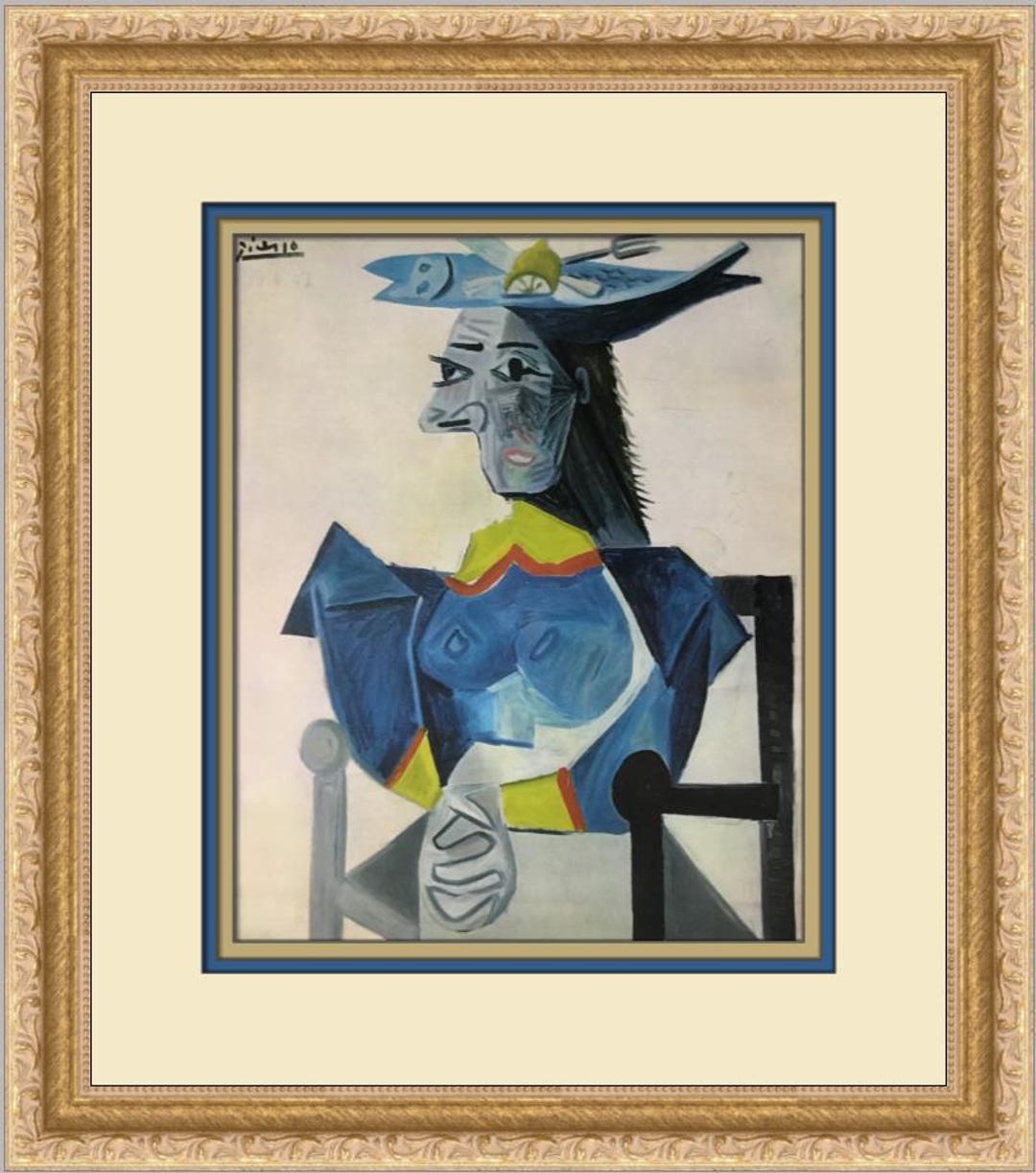 Pablo Picasso Woman With Fish Hat Custom Framed Print - Etsy