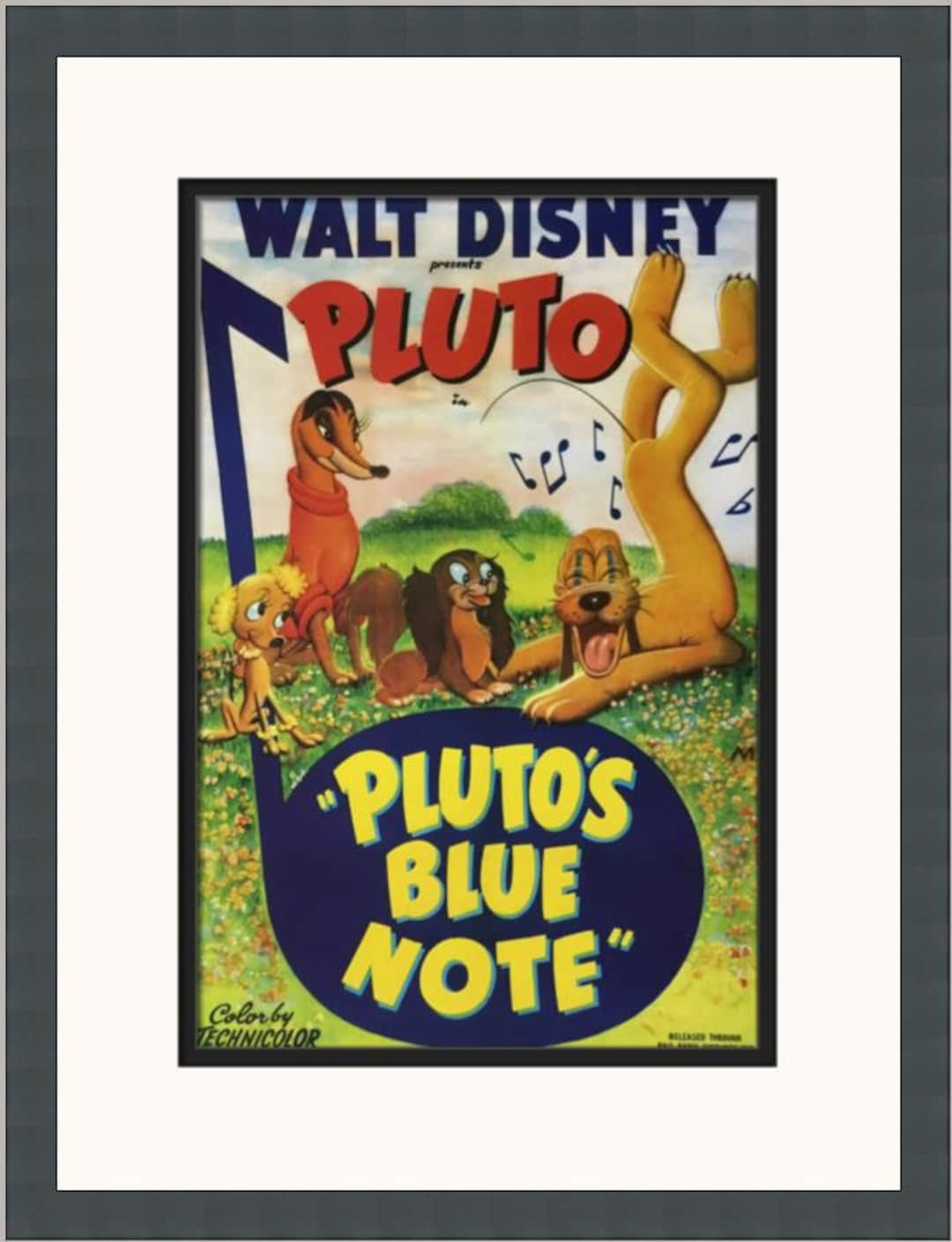 Walt Disney Pluto's Blue Note Custom Framed Poster Print - Etsy