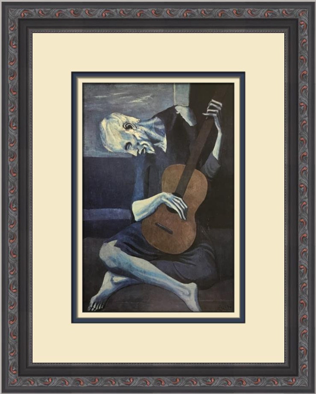 Pablo Picasso the Old Guitarist Custom Framed Print - Etsy
