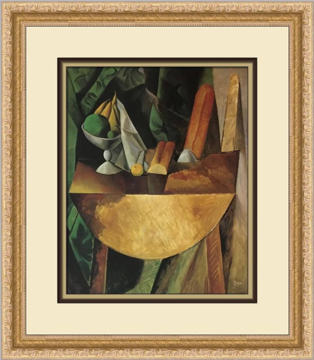 Pablo Picasso Loaves of Bread and Bowl of Fruit on a Table Custom ...