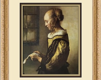 Girl Reading A Letter restored With Cupid by Johannes Vermeer, in ...