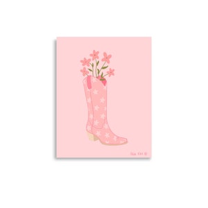 Pink Cowgirl Boot Vase Western Boot Art Print Cowboy - Etsy