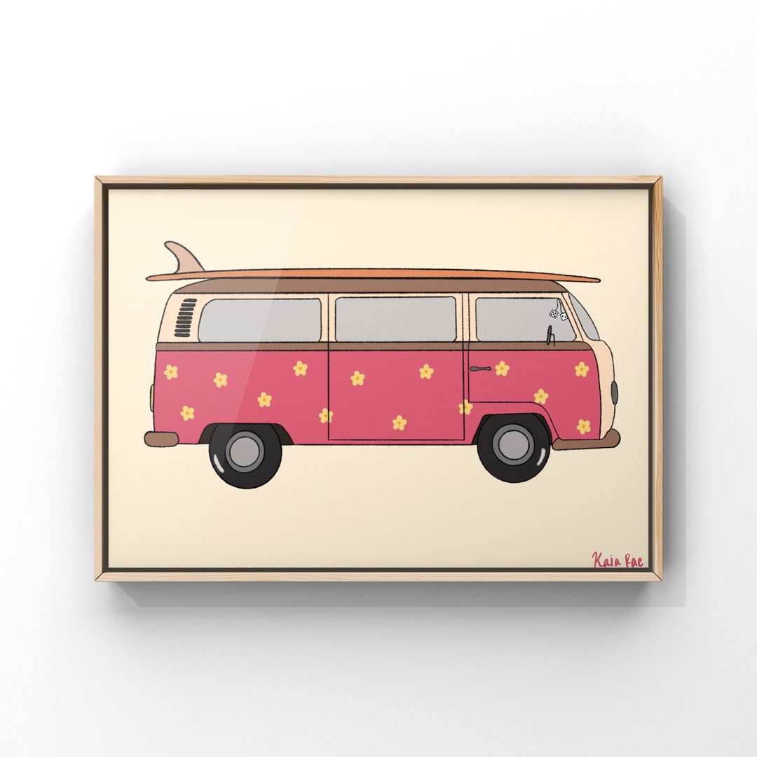 Groovy Surf Van Art Print: Surfer Illustration, Funky Wall Decor - Etsy