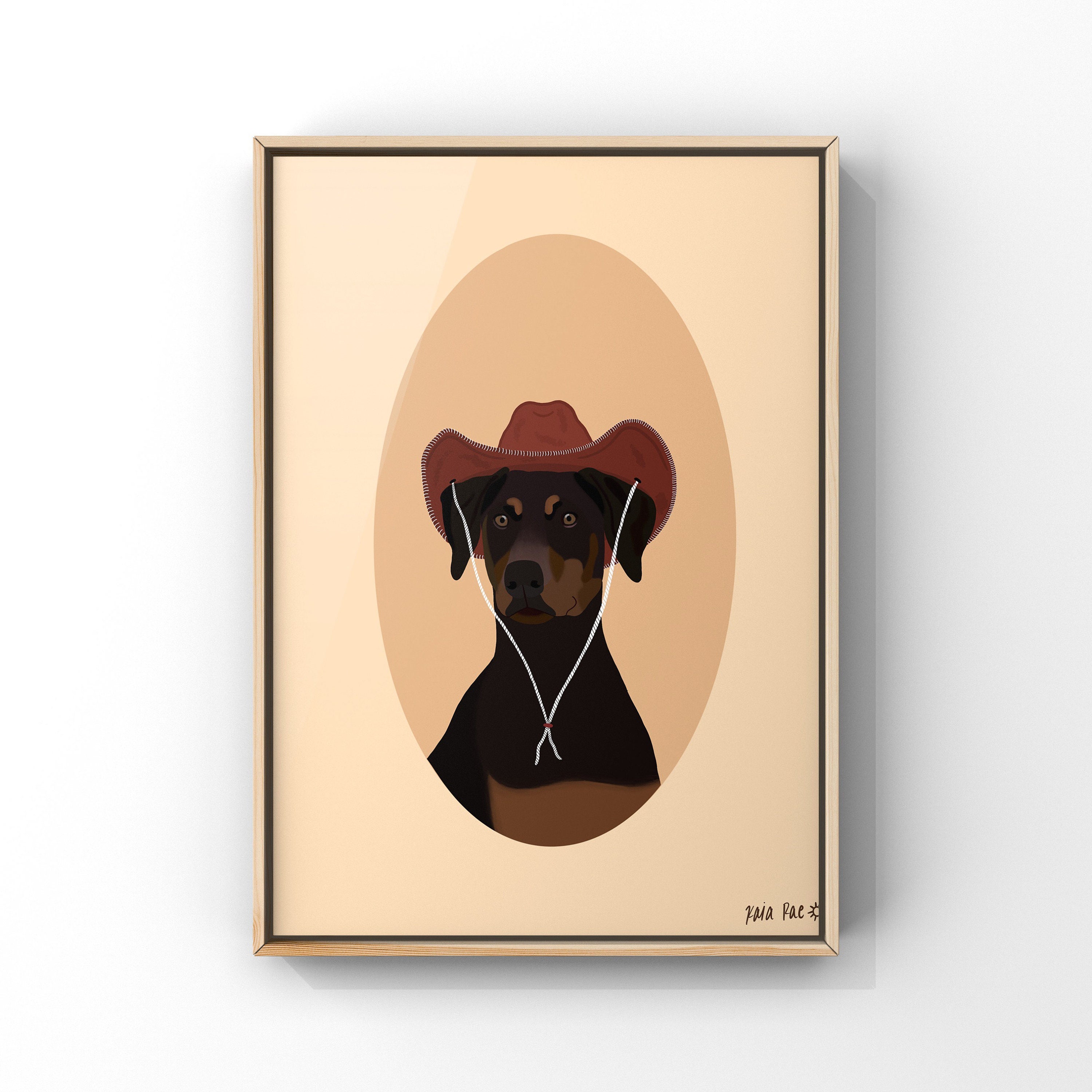 Cowgirl Doberman Art Print: Western Dog With Cowboy Hat - Etsy